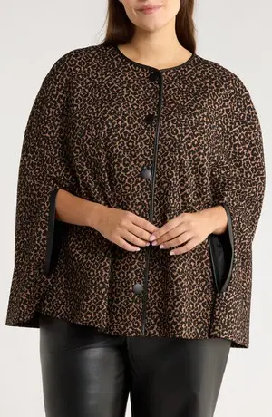 KASPER Leopard Jacquard Cape