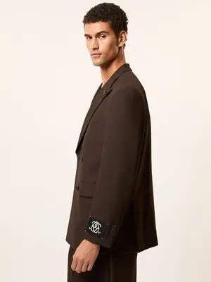REISS Elder Monogram Relaxed Double-breasted Blazer - Brown