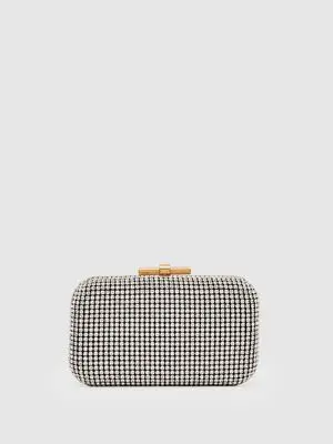 REISS Orla Crystal-embellished Box Clutch
