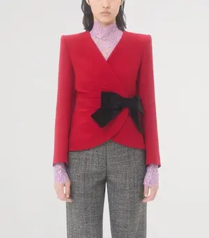 Valentino Garavani Virgin Wool Bow Blazer - Red