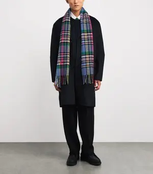 Polo Ralph Lauren Wool Check Fringed Scarf - Blue