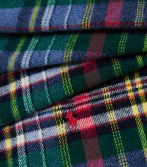 Polo Ralph Lauren Wool Check Fringed Scarf - Blue