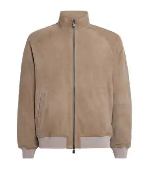 Corneliani Suede Padded Bomber Jacket