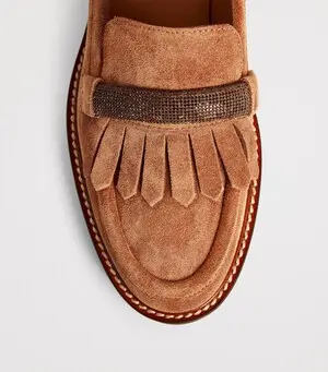 Eleventy Suede Embellished Loafers