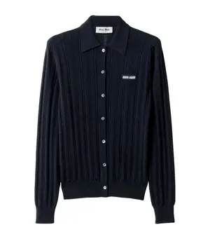 Miu Miu Cashmere Cable-knit Cardigan - Blue