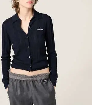 Miu Miu Cashmere Cable-knit Cardigan - Blue