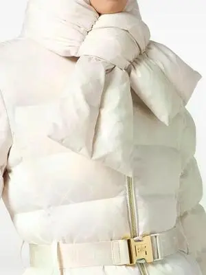 Elisabetta Franchi Jacquard Scarf-collar Down Coat