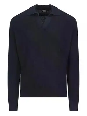 Zegna Open-collar Cashmere Polo Shirt