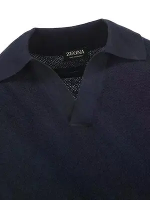 Zegna Open-collar Cashmere Polo Shirt