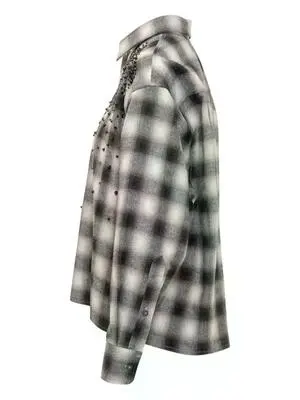 DES_PHEMMES Crystal-embellished Flannel Shirt