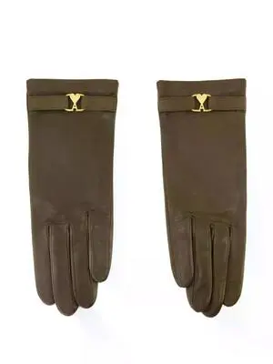 AMI Paris De Coeur Leather Gloves - Brown