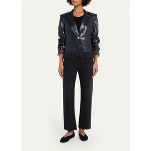 Cinq À Sept Lace-trim Vegan Leather Blazer - Navy/navy