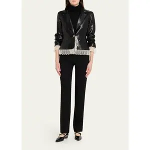 Cinq À Sept Lace-trim Vegan Leather Blazer - Navy/navy