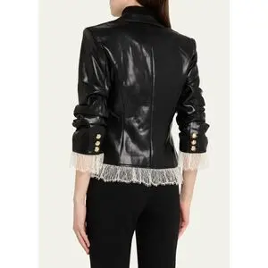 Cinq À Sept Lace-trim Vegan Leather Blazer - Navy/navy