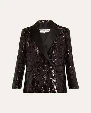 Veronica Beard Sevyn Sequined Jacket - Dark Currant