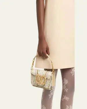 Valentino Garavani Loco Sequin-embroidered Moiré Shoulder Bag