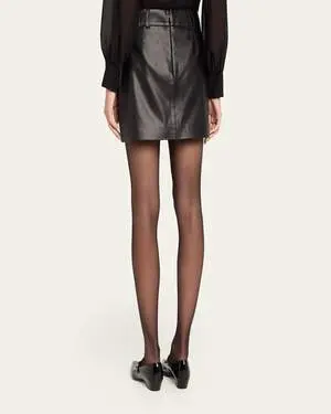 Veronica Beard Pavaline Vegan Leather Mini Skirt - Black