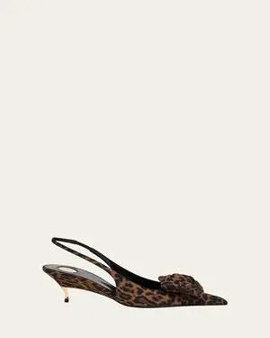Saint Laurent Dakota Rose Leopard Slingback Pumps - Leopard Print