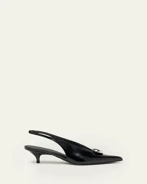 Proenza Schouler Dome Slash Leather Slingback Pumps