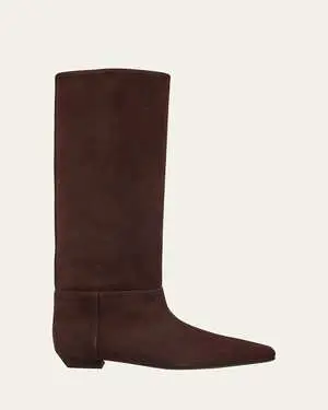 Proenza Schouler Trap Flat Leather Knee-high Boots - Chocolate