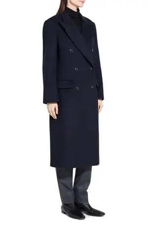 Theory Peak Lapel Double-breasted Wool-cashmere Blend Coat - Baltic