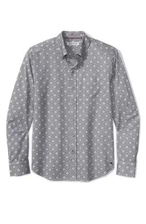 Tommy Bahama San Lucio Mira Mosaic Islandzone® Cotton Blend Button-up Shirt - Light Ash