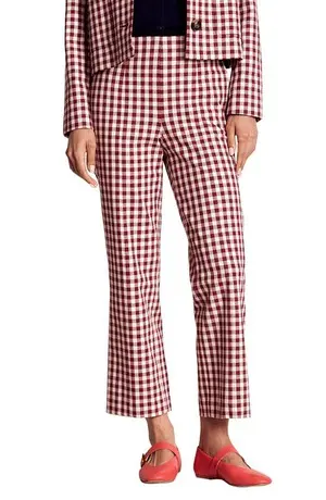 Boden Gingham Cotton-blend Straight-leg Pants