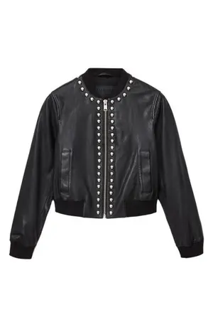 ALLSAINTS Studded Leather Bomber Jacket