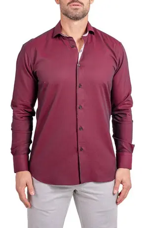 MACEOO Einstein Ascension Contemporary Fit Button-up Shirt Burgundy