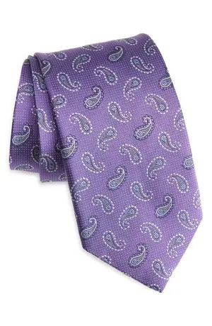 David Donahue Paisley Silk Tie - Purple