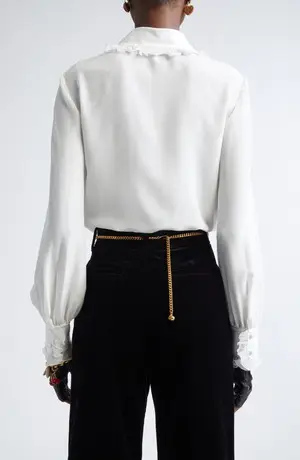 Valentino Garavani Ruffle-trim Silk Crêpe De Chine Shirt - Ivory