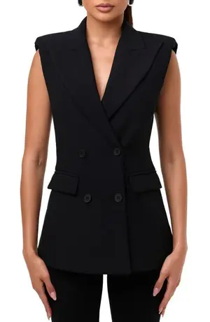 Naked Wardrobe Sleeveless Ponte Blazer Vest - Black