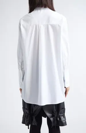 RENAISSANCE RENAISSANCE Karma Scrunched Cotton Poplin Button-up Shirt - White