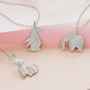 UNCOMMON GOODS Sterling Silver Origami Menagerie Necklace - Cat