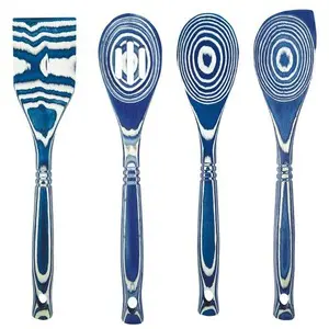 WILLSHIRE 4 Piece Pakkawood Cooking And Serving Utensil Set - Blueberry