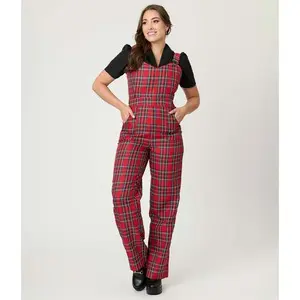 Unique Vintage Wide Leg Overalls - Red