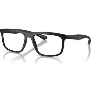 Emporio Armani 53mm Square Full Rim Eyeglasses - Black