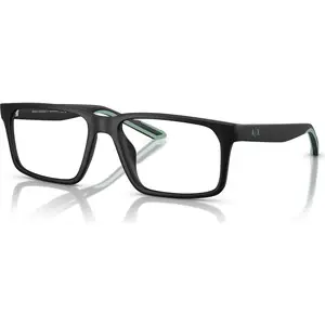 Armani Exchange 55mm Rectangle Full Rim Eyeglasses - Black