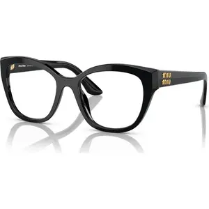 Miu Miu Miu Miu Square Acetate Eyeglasses With Logo Detail Black