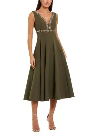 Olive Embellished Cocktail Dress