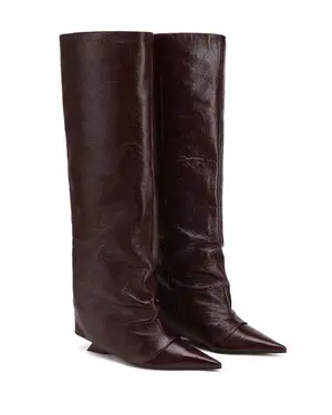 NAKED WOLFE Stated Leather Boots - Burgundy