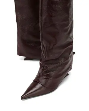 NAKED WOLFE Stated Leather Boots - Burgundy