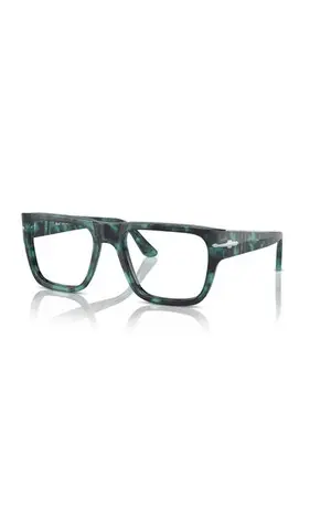 Persol 53mm Square Optical Glasses - Green Tortoise