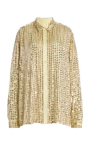 ZANKOV Zankov Gabrielle Embellished Silk-Blend Shirt