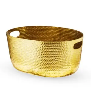 TWINE Hammered Metal Tub - Gold