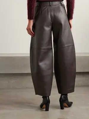Co Paneled Leather Barrel-leg Pants - Brown