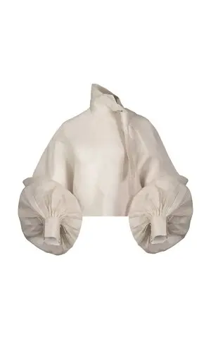 LA FUORI Pearl Tie-up Silk Top