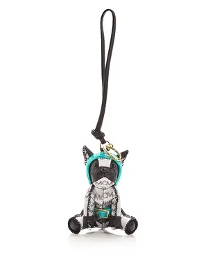 Mcm Aren Visetos Bulldog Bag Charm - White