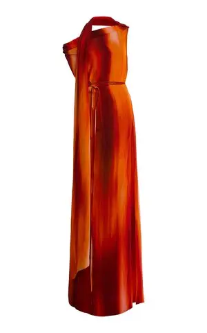 LAQUAN SMITH Asymmetrical Draped Maxi Scarf Dress