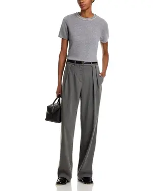 Bloomingdale'S Crystal Trimmed Cashmere Short Sleeve Sweater